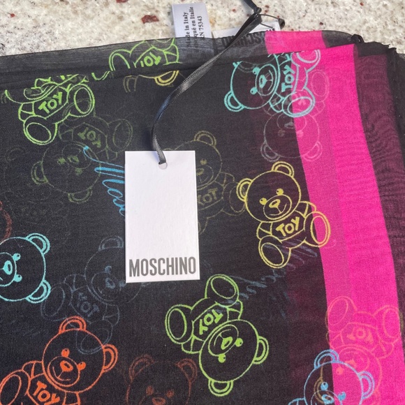Moschino | Accessories | All Over Teddy Bear Print Silk Scarf From ...